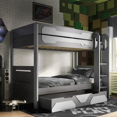 X Rocker X-Rocker Battalion Bunk Bed Gaming Bed Wooden Single 3Ft Space ...