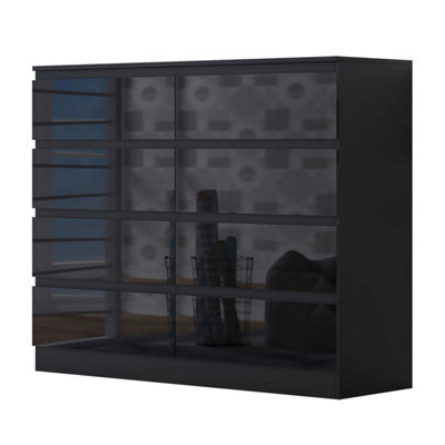 Fwstyle 8 Drawer Black Chest Of Drawers Gloss Fronts by B&Q | ufurnish.com