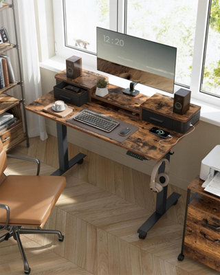 Songmics Vasagle Electric Standing Desk With Built-In Power Strip ...