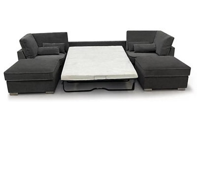 Bishop U Shape Sofa Bed Black (Full Back) by B&Q | ufurnish.com