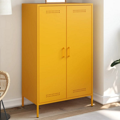 Berkfield Highboard Mustard Yellow 68X39X113 Cm Steel by B&Q | ufurnish.com
