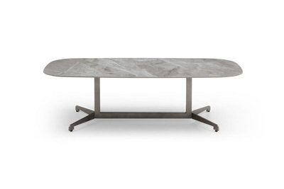 Buttercup Farm Reed Rounded Rectangular Sintered Stone Coffee Table ...