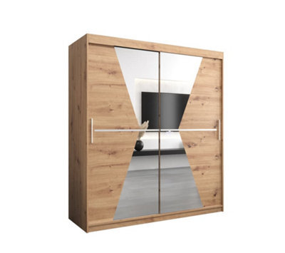 Arte Morocco Contemporary 2 Mirrored Sliding Door Wardrobe 9 Shelves 2 ...