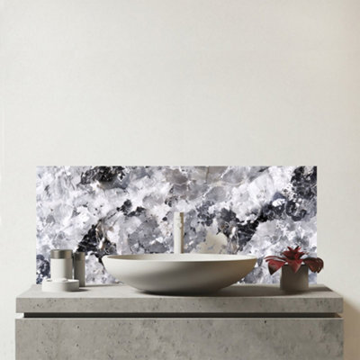 Warren Reed Designer Silver And Black Quartz Effect Glass Bathroom ...