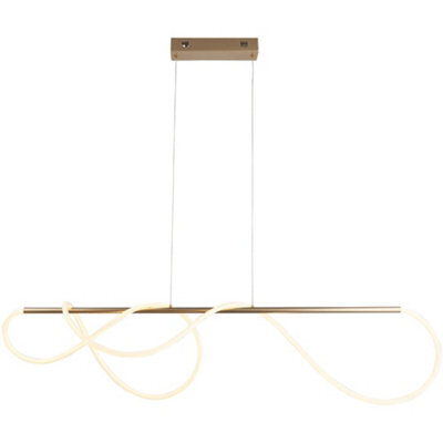 Satin Gold Modern Linear Ceiling Pendant Light - Integrated Led Tape ...