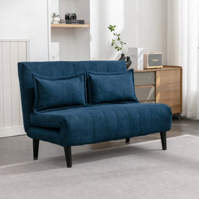 More4Homes Harper 2 Seater Folding Clic Clac Fabric Sofa Bed In Blue by ...