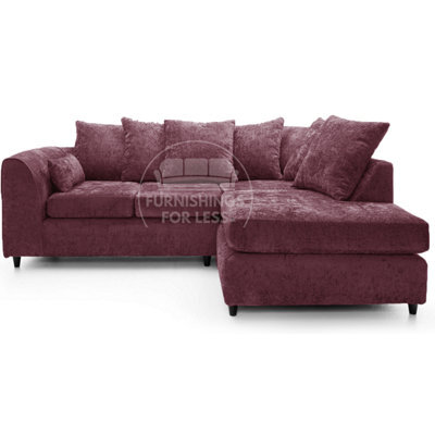 Monaco Chenille Fabric 3 To 4 Seater L Shaped Corner Sofa Purple Right Hand Facing by B&Q ...