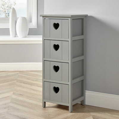 Home Source Lovestack Fully Assembled 4 Drawer Chest Storage Unit Grey ...