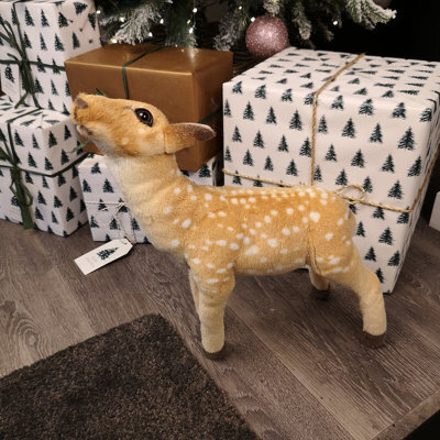 Samuel Alexander 35Cm Indoor Plush Standing Deer Christmas Decoration ...