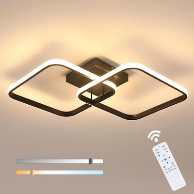Goeco Modern Black Dimmable Led Ceiling Light With Remote Control, 50W ...