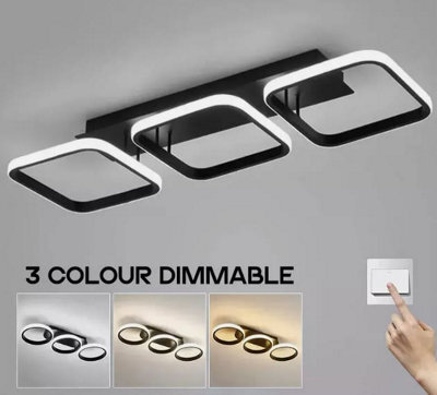 Led Ceiling Light Fixture Black Square Hallway Ceiling Lights 3 Color ...