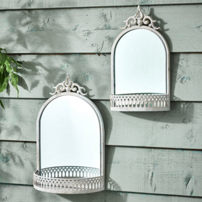 Dibor Set Of 2 Distressed Effect Vintage Style White Indoor Outdoor ...
