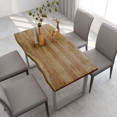 Berkfield Dining Table 140X70X76 Cm Solid Acacia Wood by B&Q | ufurnish.com