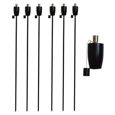 Harbour Housewares Metal Garden Torches - Barrel - Black - Pack Of 6 by ...