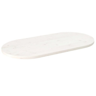 Berkfield Table Top White 90X45X2.5 Cm Solid Wood Pine Oval by B&Q | ufurnish.com