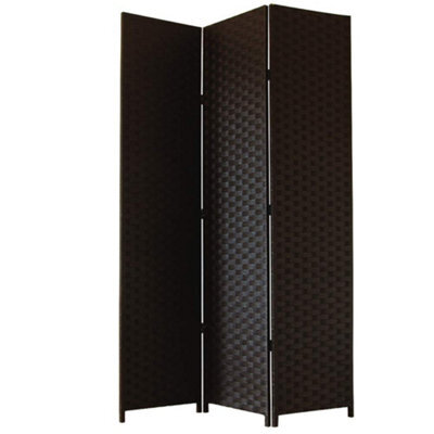 Jvl Screen Folding Free Standing Decorative With Black Hinges Woven ...