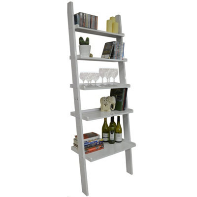 Watsons Oates Ladder 5 Tier Wall Leaning Storage Shelves Gloss White by ...