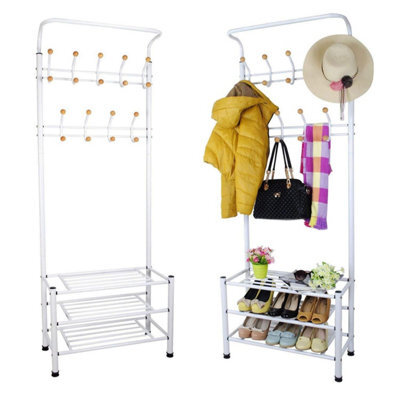 2 In 1 Multi-Purpose Coat Clothes Hat Shoe Rack Tidy Organiser ...