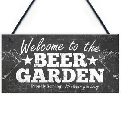 Red Ocean Welcome Sign Garden Signs Hanging Wall Pub Garden Plaques ...