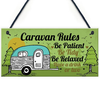 Red Ocean Caravan Rules Plaque Funny Novelty Garden Sign Birthday Gift For Caravan Campervan ...