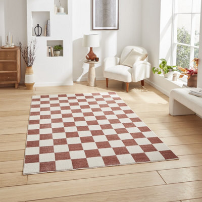 Plum Geometric 10mm Thick Rug, Stain-Resistant Anti-Shed Modern Rug For ...