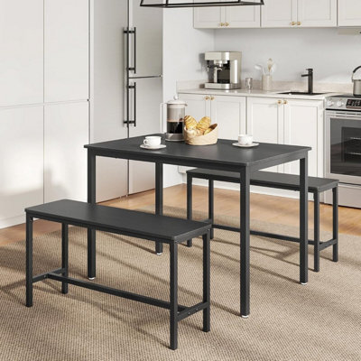 Songmics Dining Table With 2 Benches, Set Of 3, Kitchen Table, 2 Dining ...