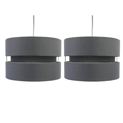 First Choice Lighting Pair Of Grey Layered Easy Fit Light Shades by B&Q ...