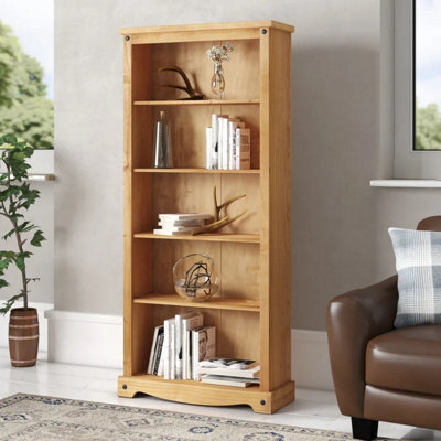 Mews Corona Bookcase Tall Pine Large Mexican Solid Wood by B&Q ...
