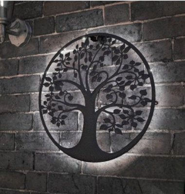 Tree Of Life Solar Garden Wall Light by B&Q | ufurnish.com