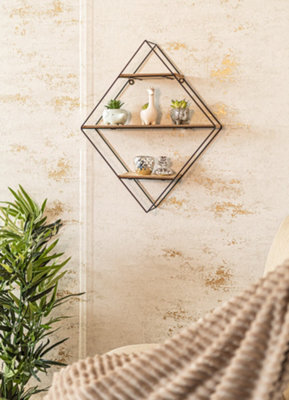Iron Diamond Shaped Hanging Wall Shelf by B&Q | ufurnish.com