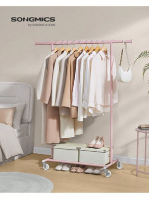 Songmics Clothes Rack On Wheels, Heavy Duty Clothes Rail, With ...