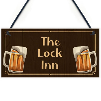 Red Ocean The Lock Inn Home Bar Sign Lockdown Sign Man Cave Shed Plaque ...