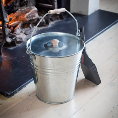 Ckb Ltd Galvanised Steel Fire Side Storage Bucket With Removable Lid ...