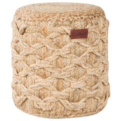 Beliani Boho Pouffe Turkan Jute Beige by B&Q | ufurnish.com