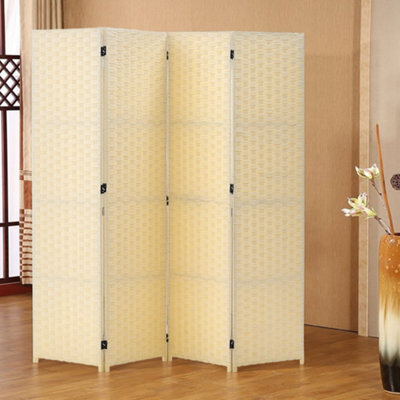 Living And Home 4 Panel Wicker Folding Room Divider Privacy Screen ...