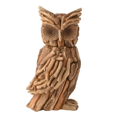 Naturecraft Resin Driftwood Collection Owl Figurine by B&Q | ufurnish.com