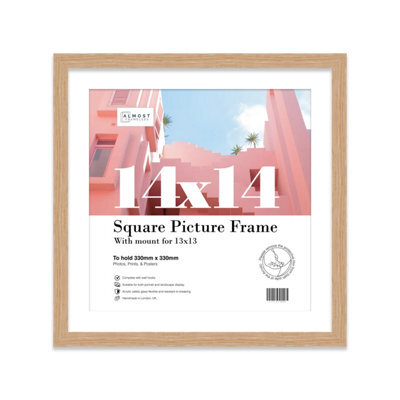 "14X14"" Oak Picture Frame - 14X14"" Square Frame With 13X13"" Mount ...