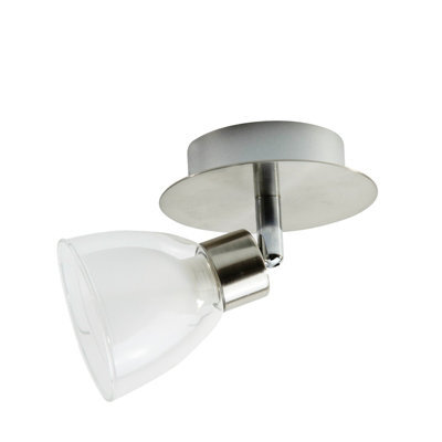 Arlec Arla Spotlight Brushed Nickel And Glass G9 28W Led Single Ceiling ...