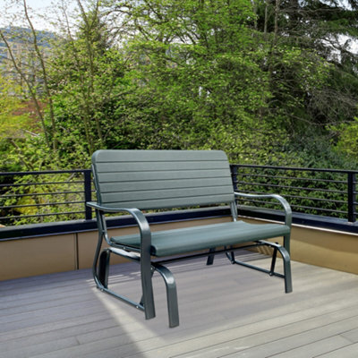 Outsunny Metal Garden Rocker Bench Rocking Chair Loveseat Outdoor 2 ...