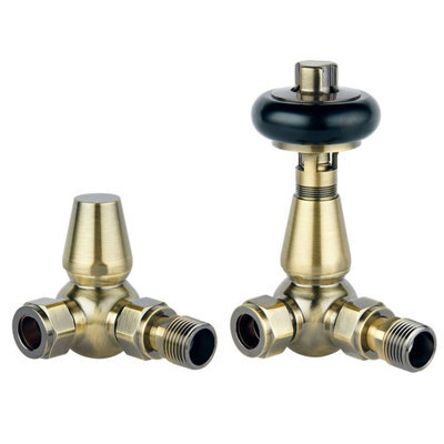 Plum&clay Pair Of Brushed Brass Wooden Head Corner Thermostatic ...
