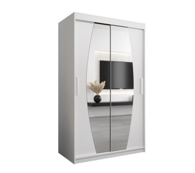 Arte Elypse Contemporary 2 Mirrored Sliding Door Wardrobe 5 Shelves 2 ...
