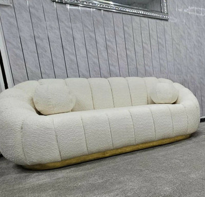 Cloud Boucle Fabric 3 Seater Cream And Gold by B&Q | ufurnish.com