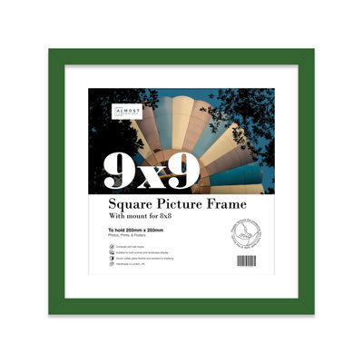 "9X9"" Green Picture Frame - 9X9"" Square Frame With 8X8"" Mount For ...