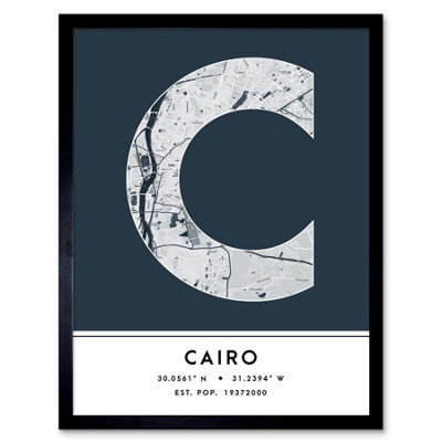 Wee Blue Coo Framed Wall Art Cairo Egypt City Map Modern Typography ...