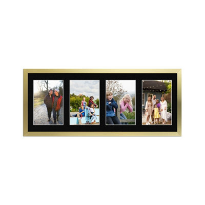 AK Frames 50X20Cm Gold Sleek Multi Photo Frame With Black Mount - Holds ...