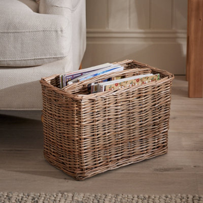Dibor Vintage Wicker Tall Antique Wash Book Storage Basket Magazine ...