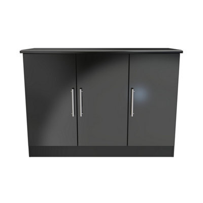 Harrow 3 Door Sideboard In Black Gloss (Ready Assembled) by B&Q ...