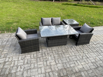 Fimous Outdoor Garden Dining Sets 4 Seater Rattan Patio Furniture Sofa ...