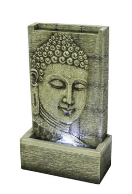 Outdoor Living UK Aqua Creations Light Grey Buddha Wall Solar Water ...