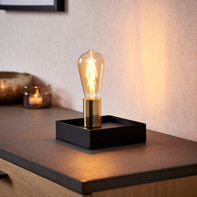 Key Square Matt Black Table Lamp by B&Q | ufurnish.com